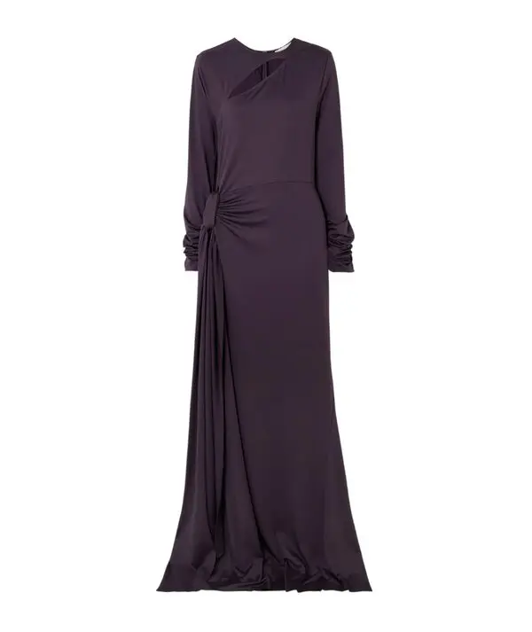 Victoria Beckham Tie-detailed Gathered Cut-out Gown
