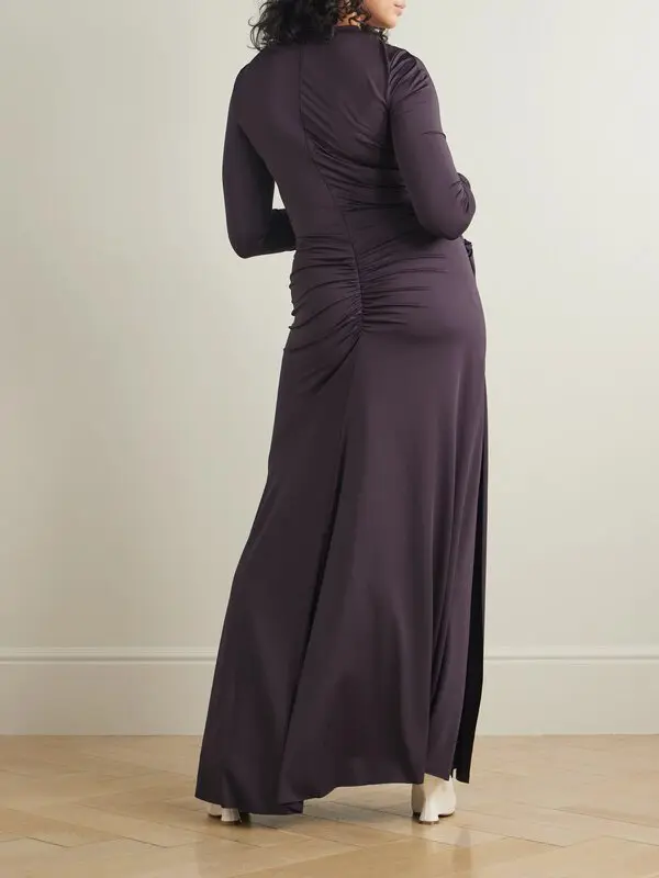 Victoria Beckham Tie-detailed Gathered Cut-out Gown
