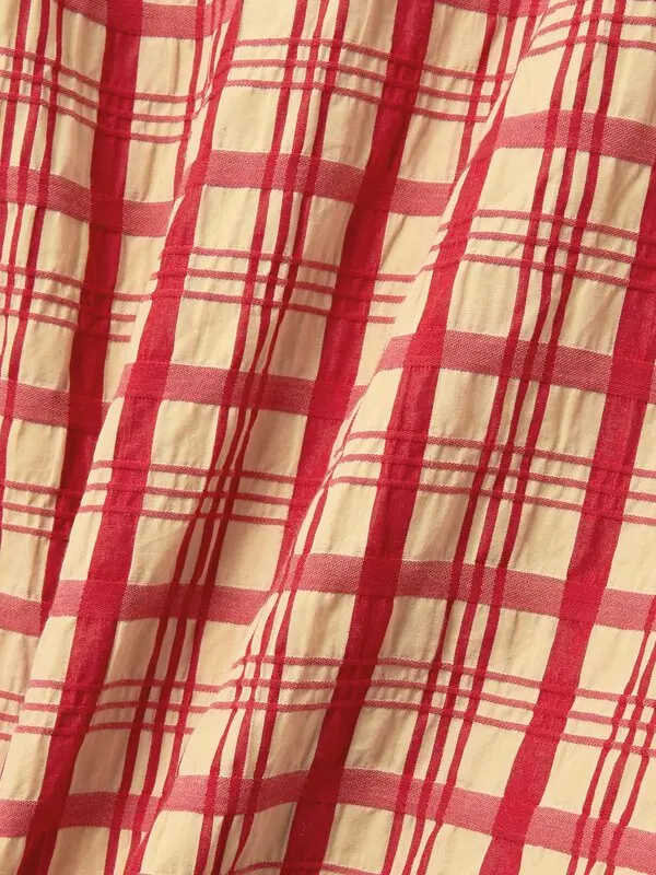 Bottega Veneta Draped Checked Cotton-seersucker Blouse