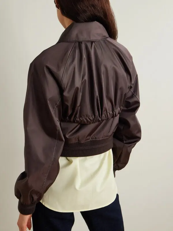 Victoria Beckham Harrington Satin-twill Bomber Jacket - Brown