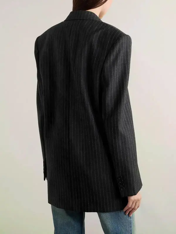 Saint Laurent Oversized Double-breasted Pinstriped Wool-flannel Blazer