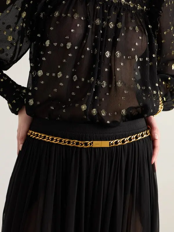 Saint Laurent Burnished Gold-tone Chain Belt