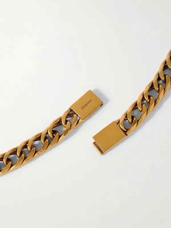 Saint Laurent Burnished Gold-tone Chain Belt