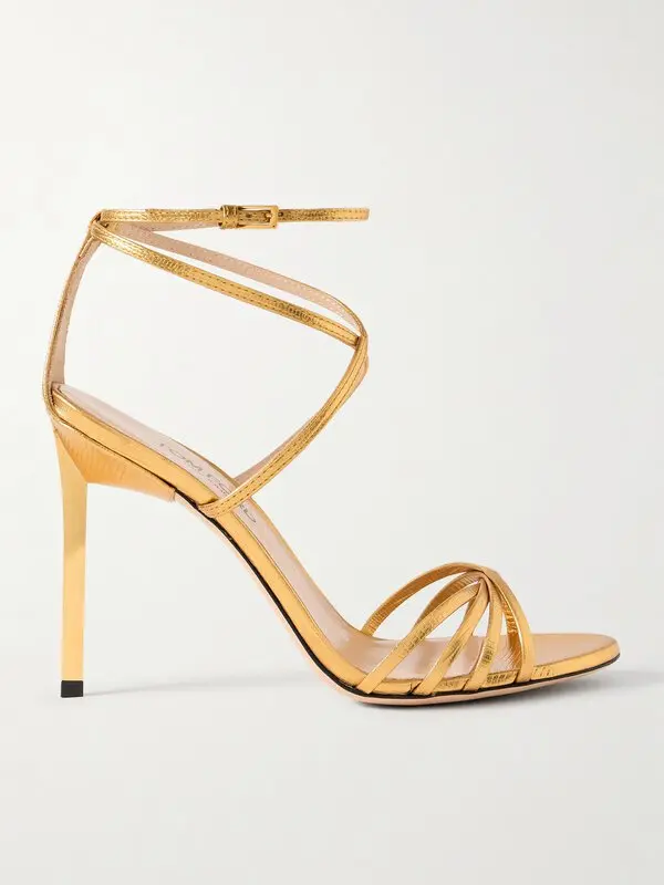 TOM FORD Metallic Lizard-effect Leather Sandals