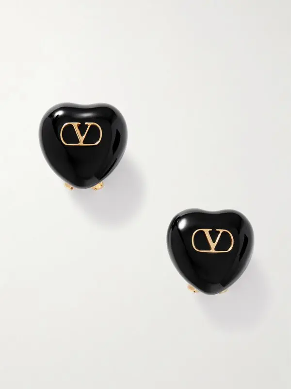 Valentino Garavani Cuore Clip Earrings - Black