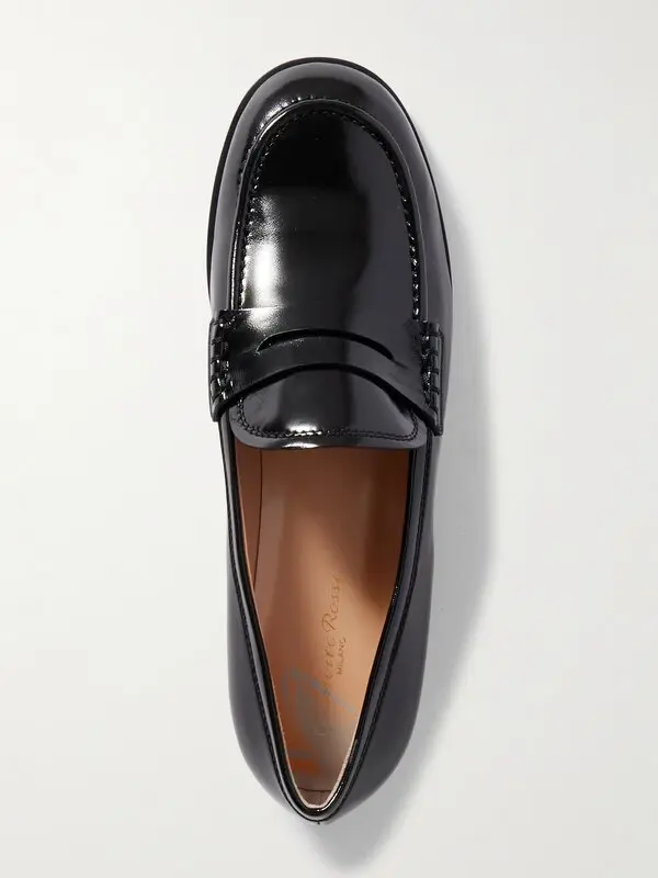 GIANVITO ROSSI Georgie Patent-leather Loafers - Black