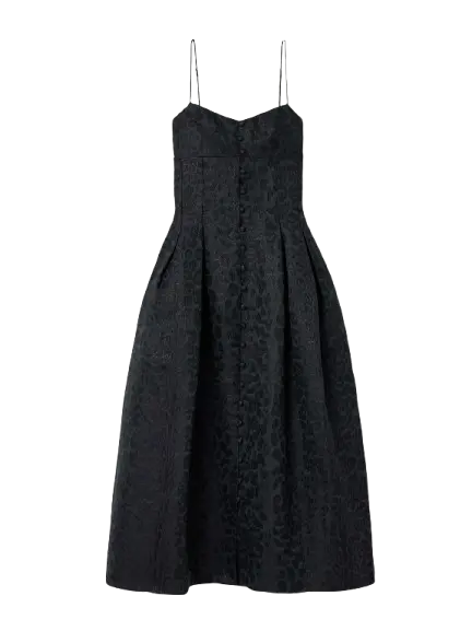 Adam Lippes Rickie Pleated Leopard-jacquard Midi Dress - Blue