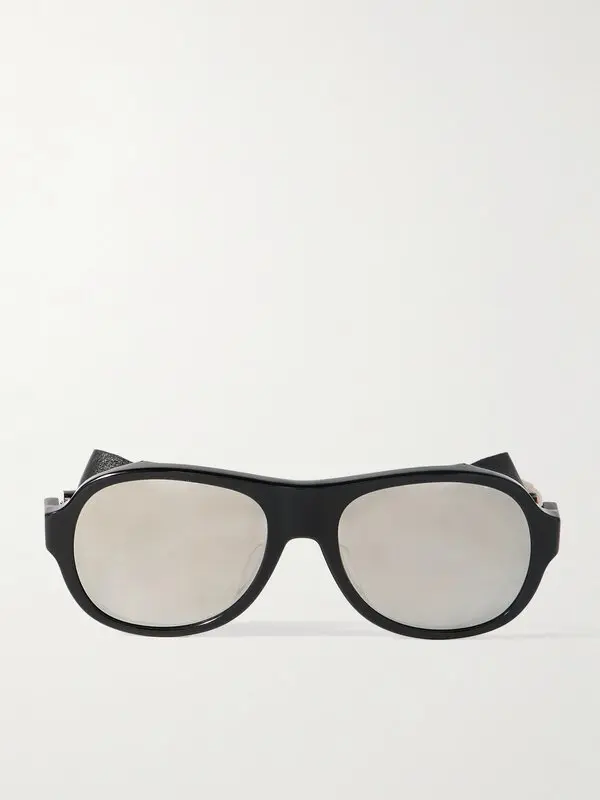 Celine Aviator-style Leather-trimmed Sunglasses - Black
