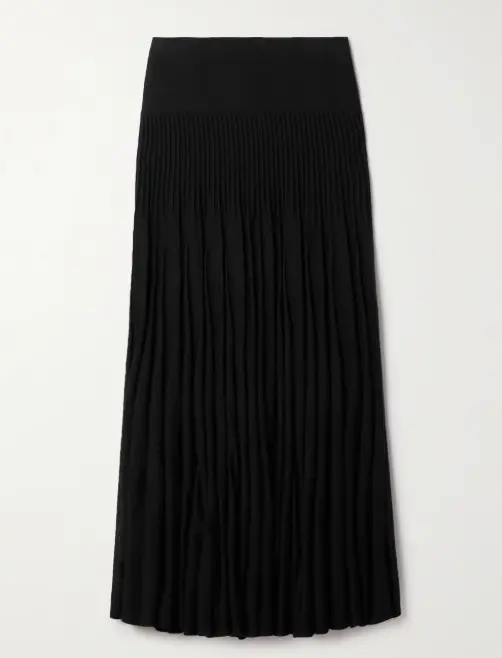 Alaïa Pleated Midi Skirt - Black