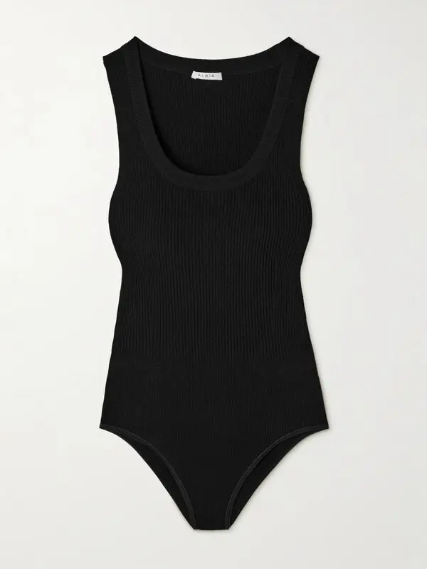 Alaïa Ribbed-knit Bodysuit - Black