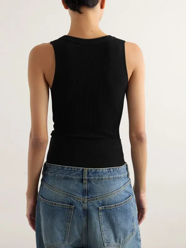Alaïa Ribbed-knit Bodysuit - Black