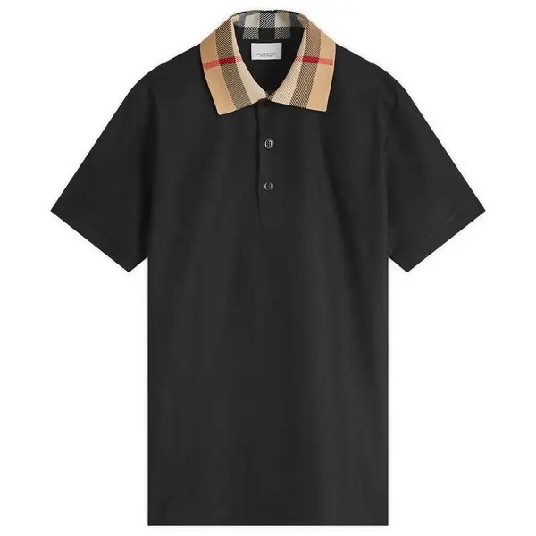 Burberry Cody Check Collar Polo - Black