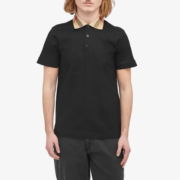 Burberry Cody Check Collar Polo - Black