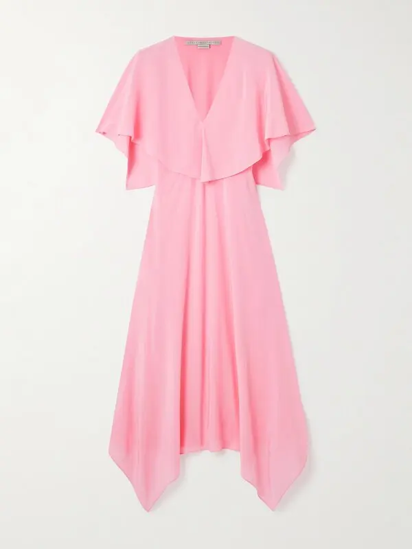 Stella McCartney Asymmetric Draped Silk-crepe Midi Dress