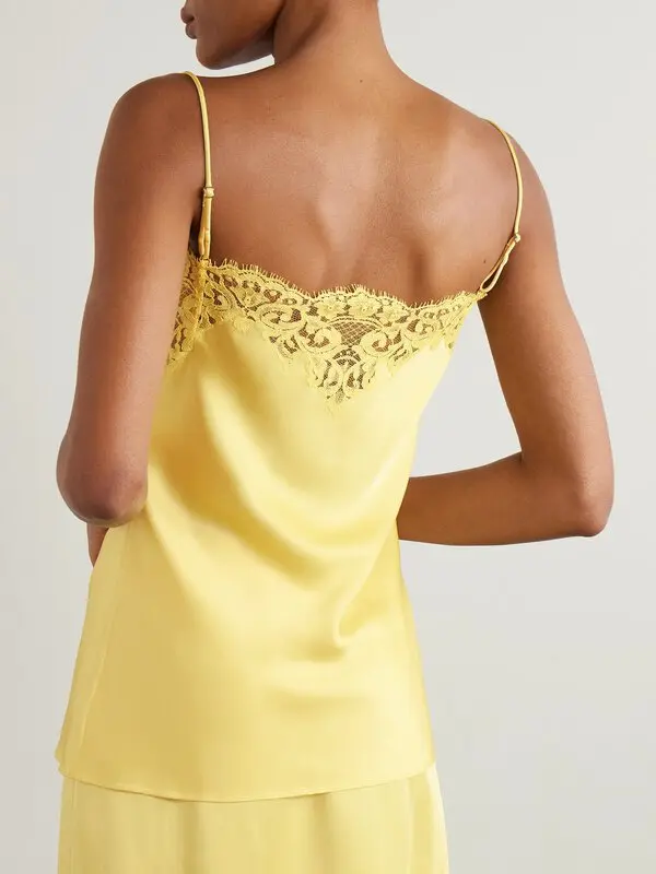 Stella McCartney Iconic Lace-trimmed Satin Camisole - Yellow