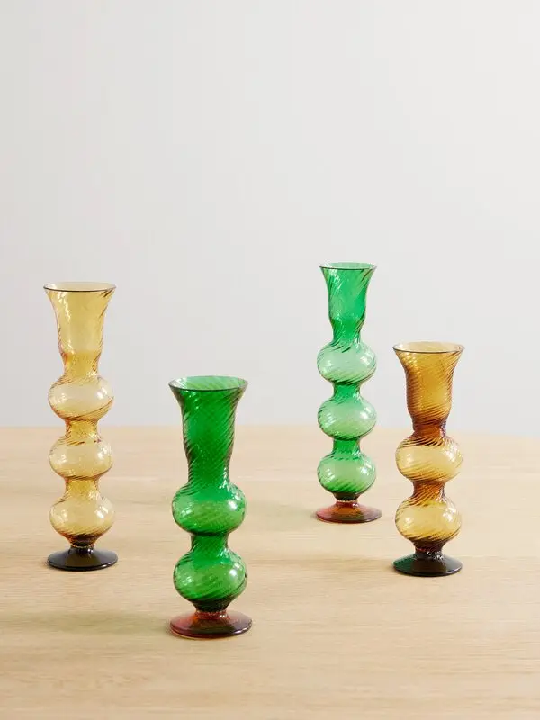 La DoubleJ Bubble Candle Set Of Four Murano Glass Candle Sticks - Multi