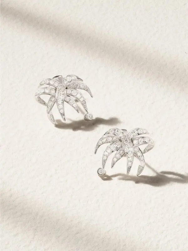 Yvonne Léon Paradise Island 18-karat White Gold Diamond Earrings - Silver