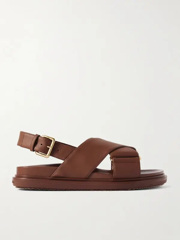 Marni Fussbett Leather Slingback Sandals - Brown