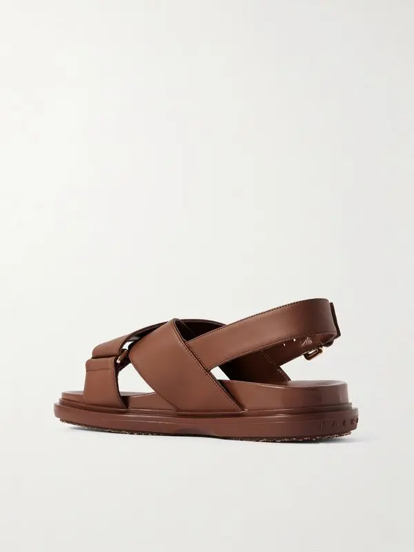 Marni Fussbett Leather Slingback Sandals - Brown