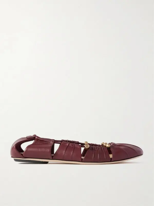 Chloé Luna Leather Ballet Flats - Burgundy
