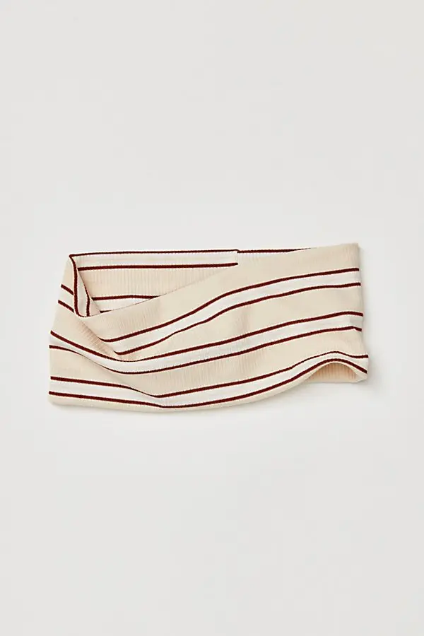 Free People Ribbed Striped Headband - Brown/cream