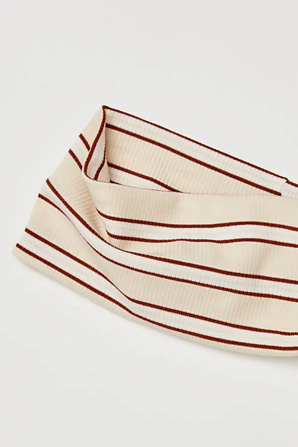 Free People Ribbed Striped Headband - Brown/cream