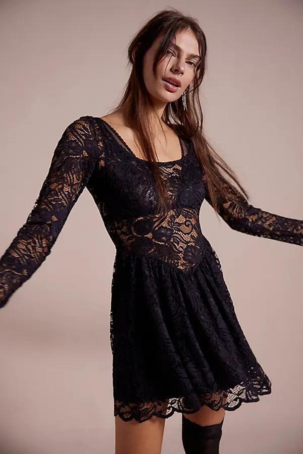 Nightcap Tulip Lace Mini Dress In Black - 72% Off | Editorialist