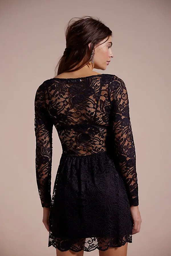 Nightcap Tulip Lace Mini Dress In Black - 72% Off | Editorialist