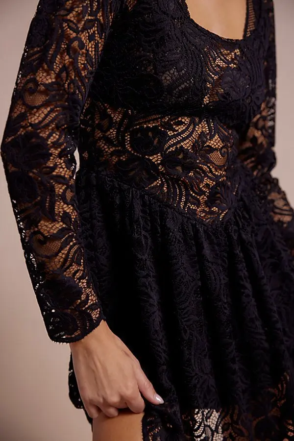 Nightcap Tulip Lace Mini Dress In Black - 72% Off | Editorialist