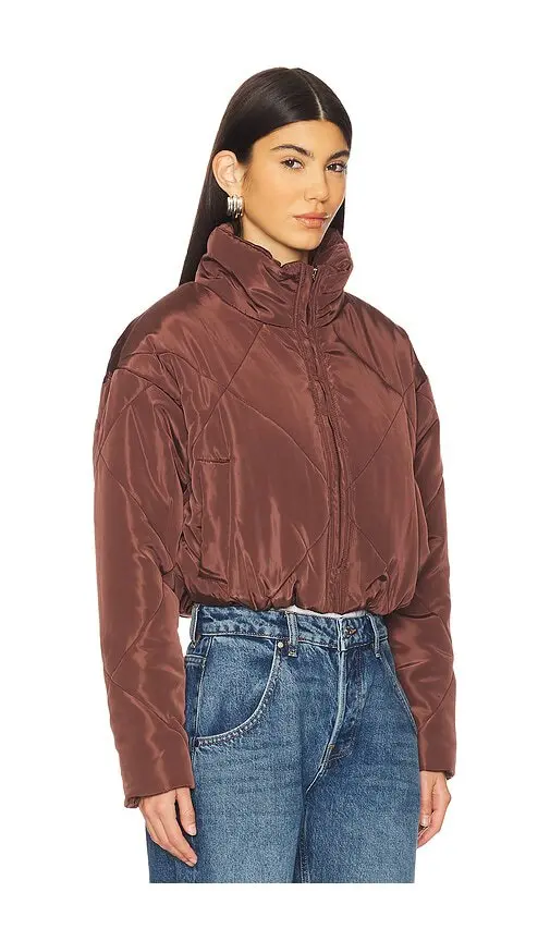 Superdown Cropped Padded Ripstop Jacket - Brown