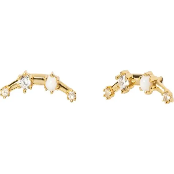 LITTLE SKY STONE Elara Crawler Earrings - Gold / White