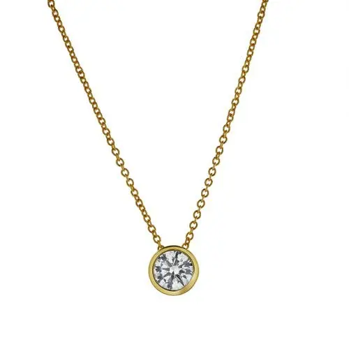 LUVMYJEWELRY Carlyle Round Lab Grown Diamond Pendant - 14k Yellow Gold