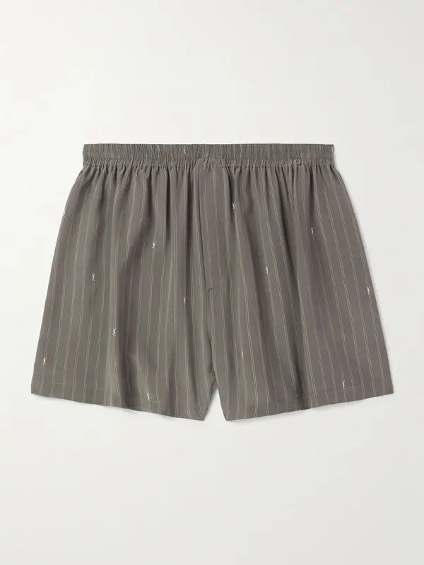 Saint Laurent Straight-leg Pinstriped Silk Shorts