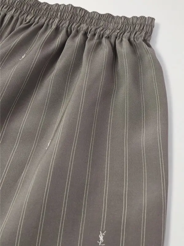 Saint Laurent Straight-leg Pinstriped Silk Shorts