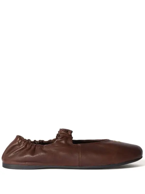 Miu Miu Leather Ballet Flats - Brown