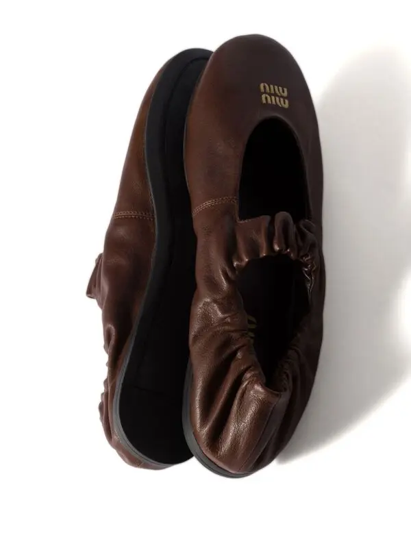 Miu Miu Leather Ballet Flats - Brown