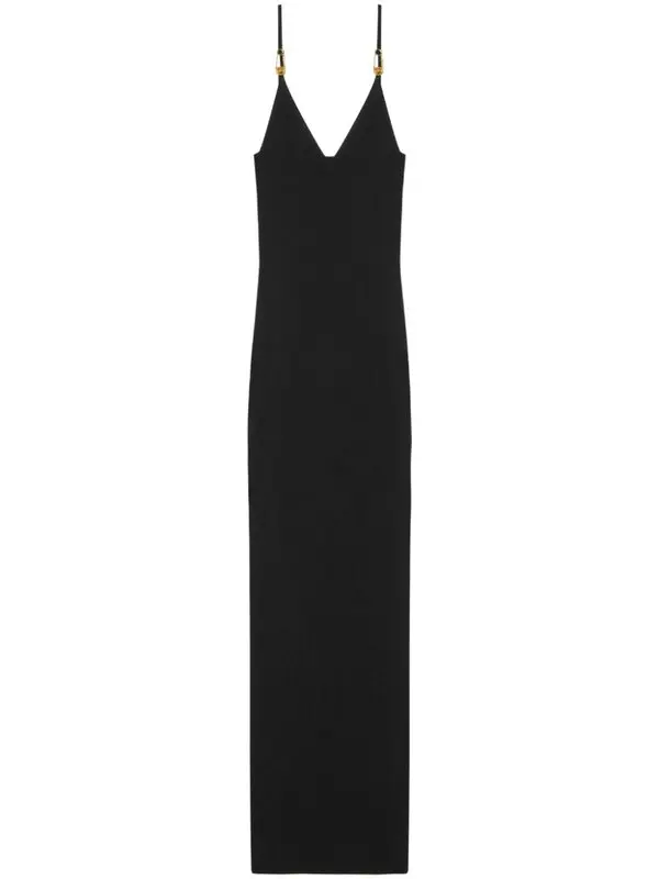 Versace Safety Pin Embellished Midi Dress - Black