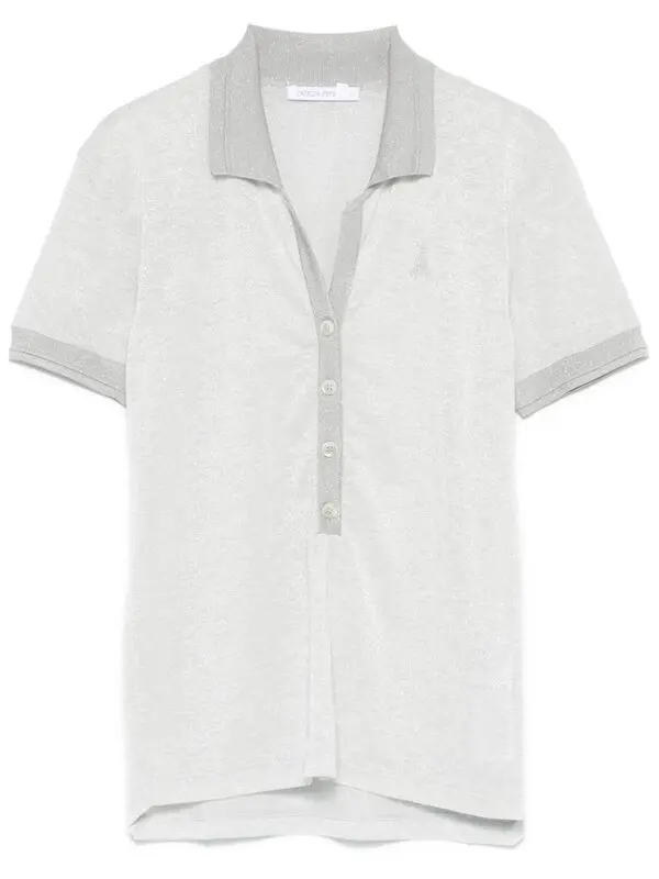 Patrizia Pepe Lurex Polo Shirt - Silver