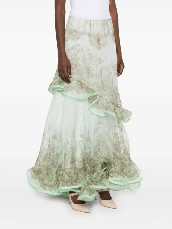 Zimmermann Crush Maxi Skirt - Green | Editorialist