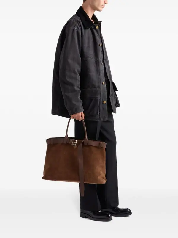 Prada Medium Buckle Tote Bag - Brown