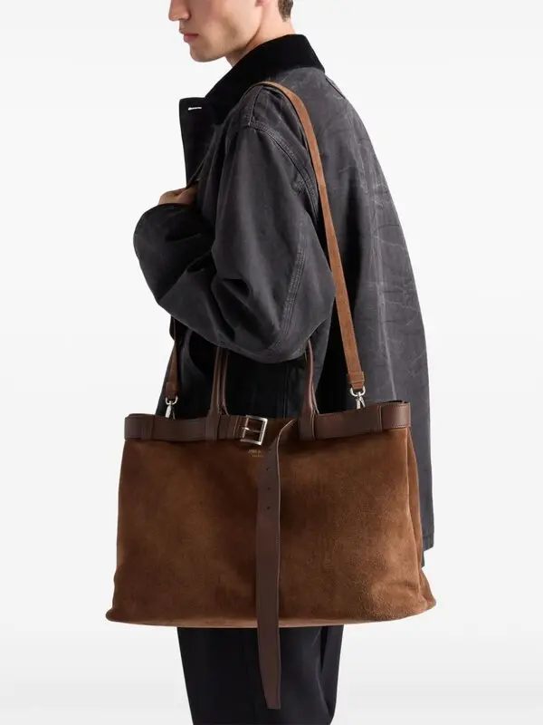 Prada Medium Buckle Tote Bag - Brown