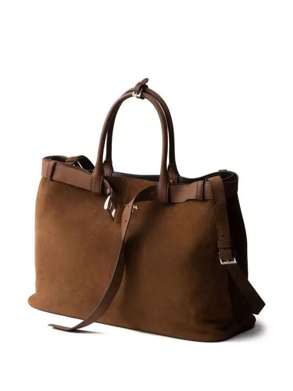 Prada Medium Buckle Tote Bag - Brown