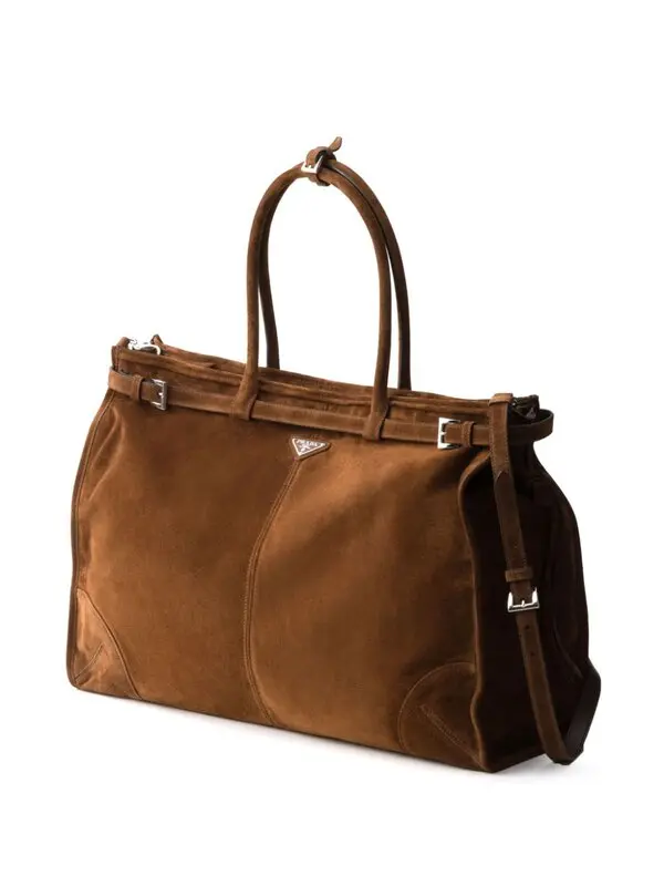 Prada Bonnie Suede Tote Bag - Brown