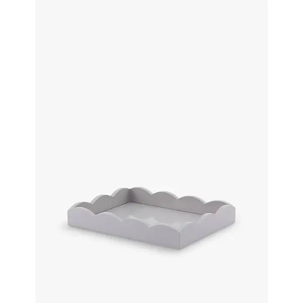 ADDISON ROSS LONDON Scalloped-edge Square Lacquered Tray 20cm X 27cm - Grey