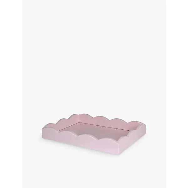 ADDISON ROSS LONDON Scalloped-edge Square Lacquered Tray 20cm X 27cm - Pink