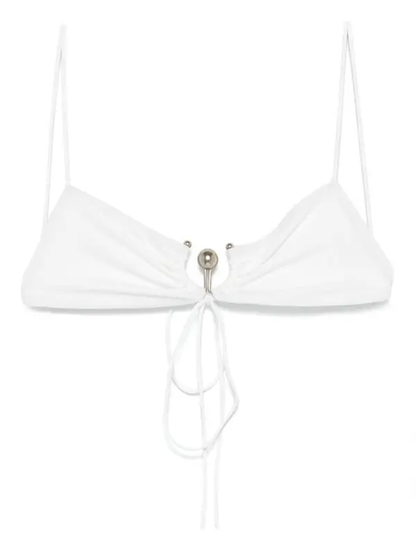 Christopher Esber Ruched Orbit Bikini Top - White
