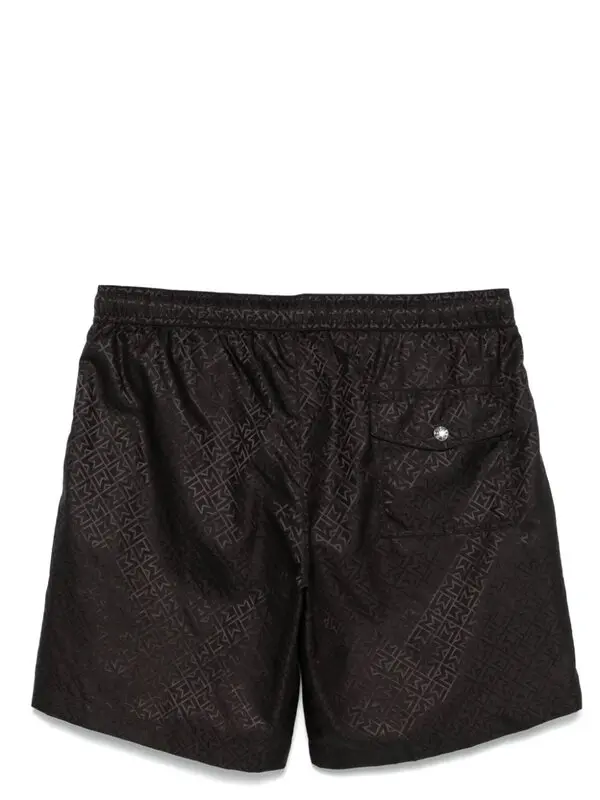 Moncler Monogram-jacquard Swim Shorts - Black