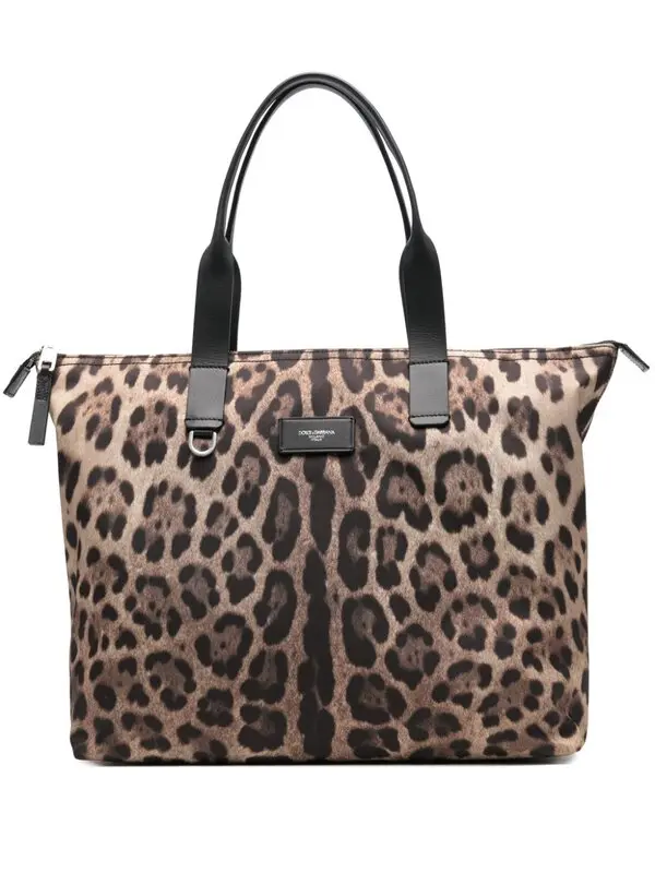 Dolce & Gabbana Leopard Print Tote Bag - Brown