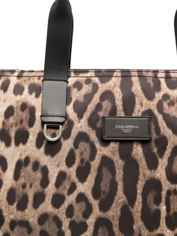 Dolce & Gabbana Leopard Print Tote Bag - Brown