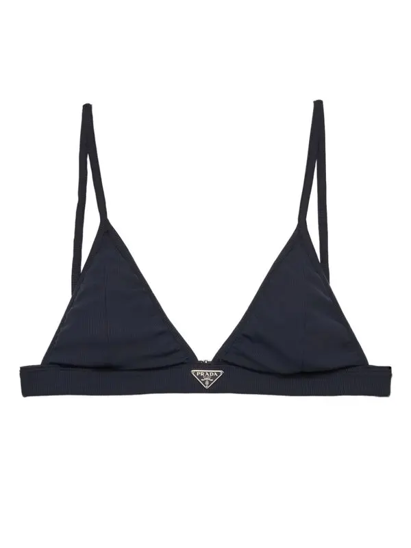 Prada Ribbed Bralette Bikini Top - Blue